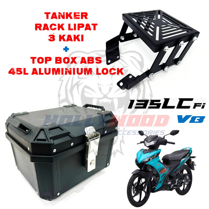 LCV8 / LC135 V8 Fi MONORACK LIPAT JB STYLE + 45L ABS TOP BOX ALUMINIUM ...