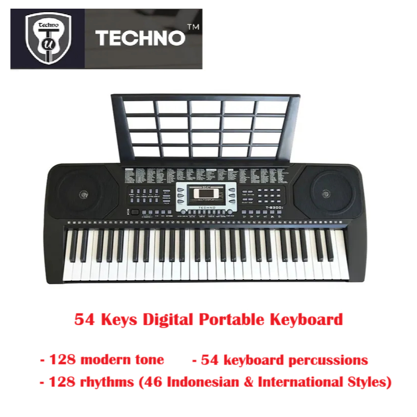 TECHNO (T-8300i) - 54 Keys Digital Portable Keyboard Piano | Shopee ...