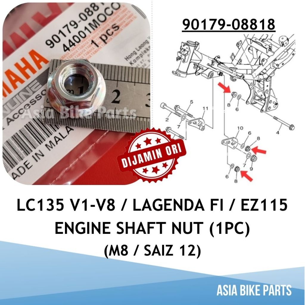 Yamaha Original LC135 V1-V8 / Lagenda FI / EZ115 Engine Shaft Nut Ikat ...