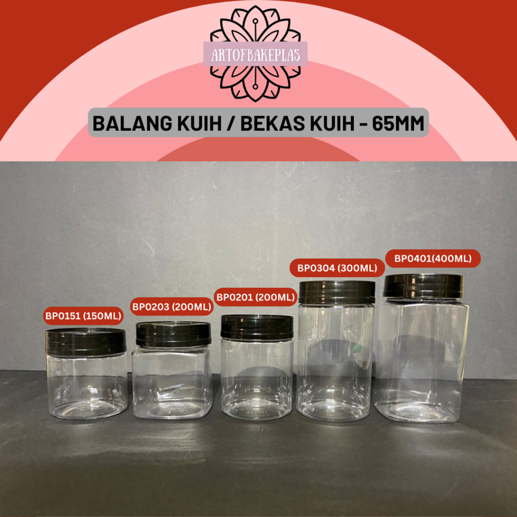 Balang Plastik / Balang Kuih Raya Plastik - 150ML 200ML 300ML 400ML ...