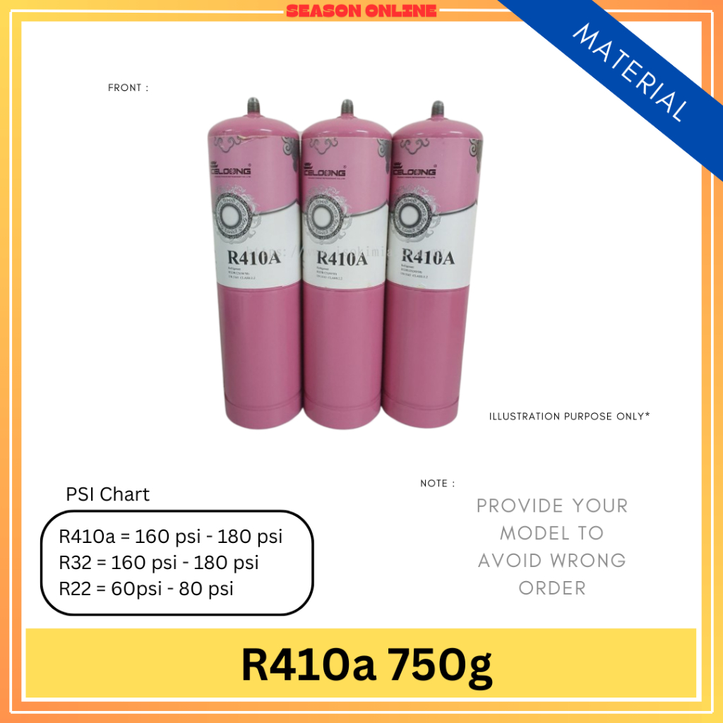 [Random Brand] Refrigerant gas mini for Air-Conditioner R410 750g | R22 800g | R32 800g | R134 ...