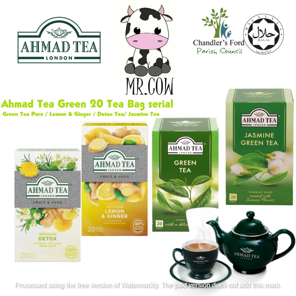 Ahmad Tea Green Tea Pure / Lemon & Ginger / Detox Tea 20 Tea Bag ...