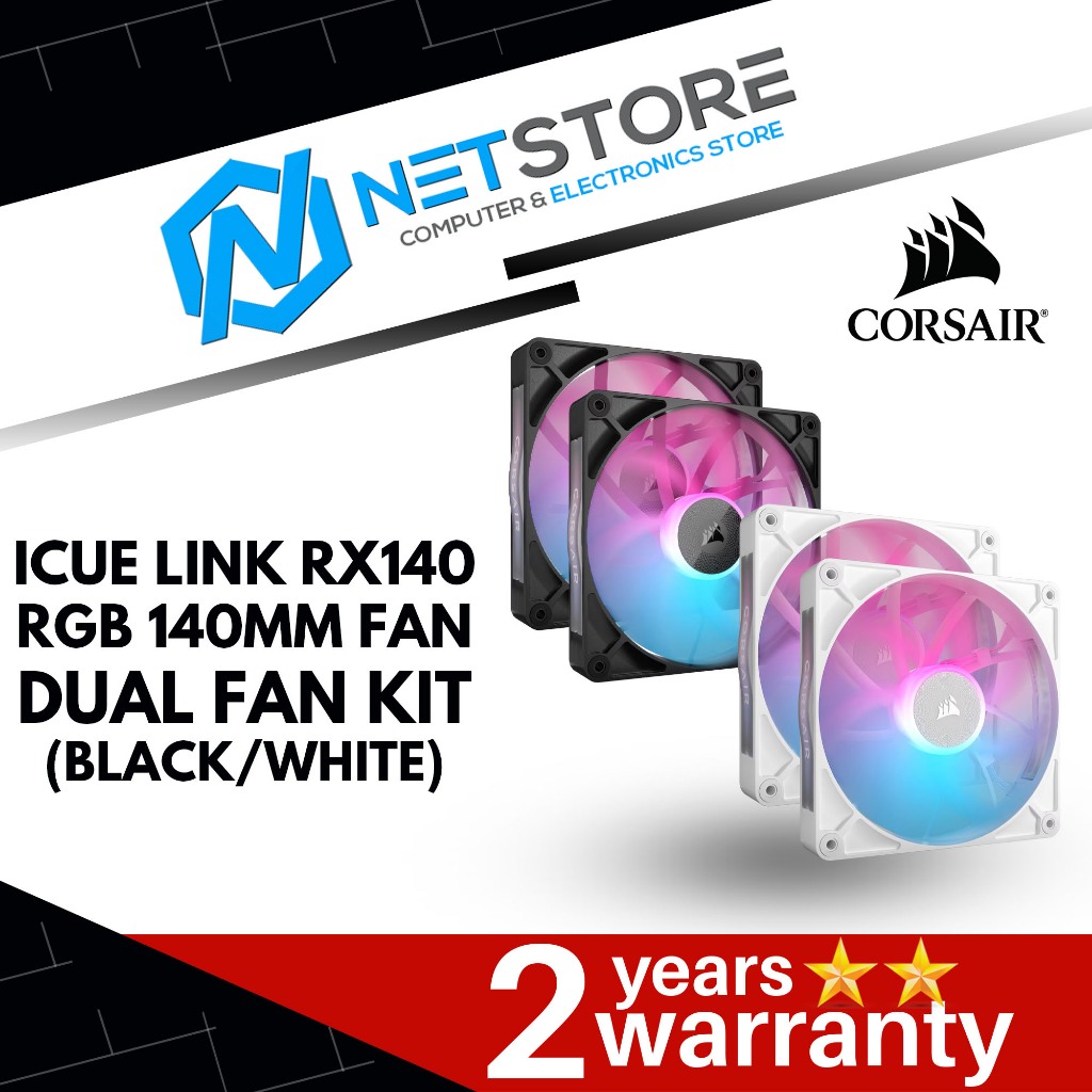 CORSAIR ICUE LINK RX140 RGB 140MM FAN DUAL FAN KIT (BLACK/WHITE) | Shopee Malaysia