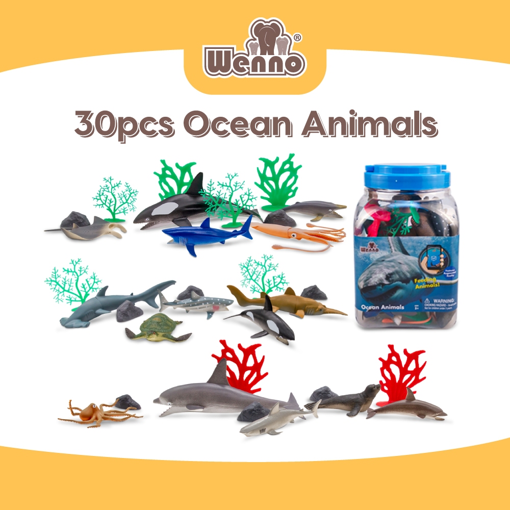 Wenno 30pcs Animal Collection playset in bucket Educational Animal Toy ...