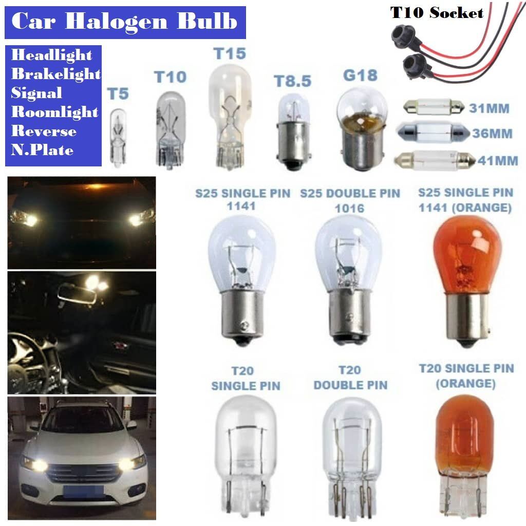 2PC Car Halogen Bulb Signal Reverse Brake Headlamp T5 T10 T15 1156 1141 ...