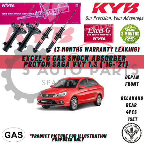 PROTON SAGA VVT 1.3 ('16-'21) (FRONT OR REAR) 100% KAYABA KYB EXCEL-G GAS SHOCK ABSORBER ...
