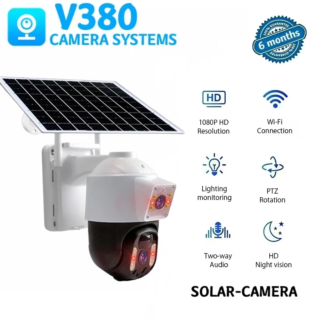 V380 Pro 4G SIM card Solar outdoor camera wireless dual lens waterproof ...