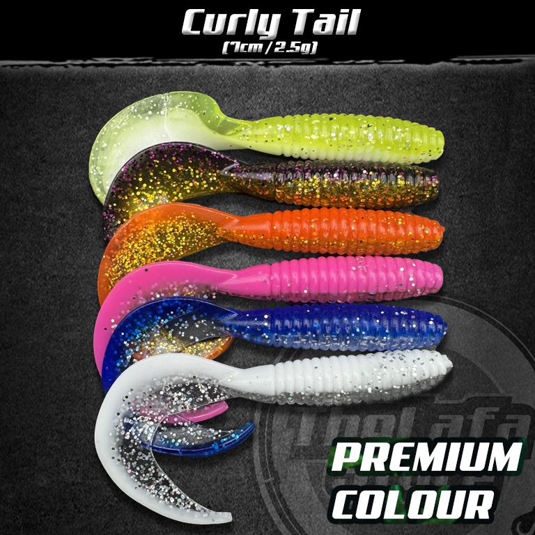 Curly Tail 7cm/2.5g Soft Plastic C-tail Kerapu,Siakap, Bulan Killer SP ...
