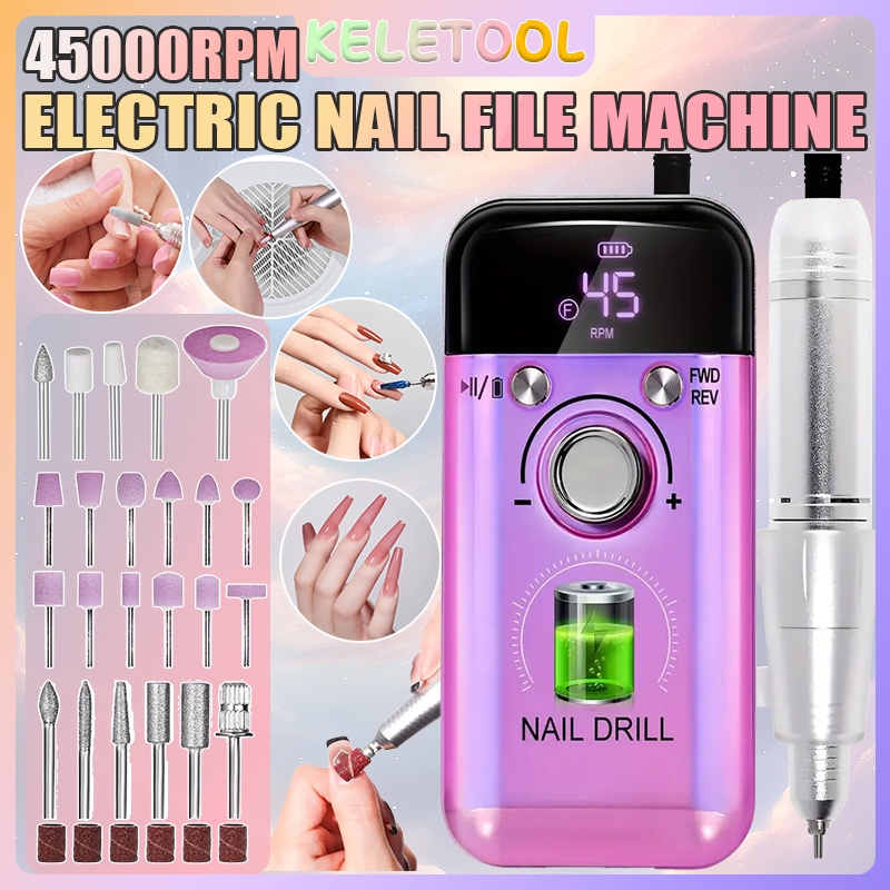 Electric nail drill 45000RPM nail gel polishing machine rechargeable ...