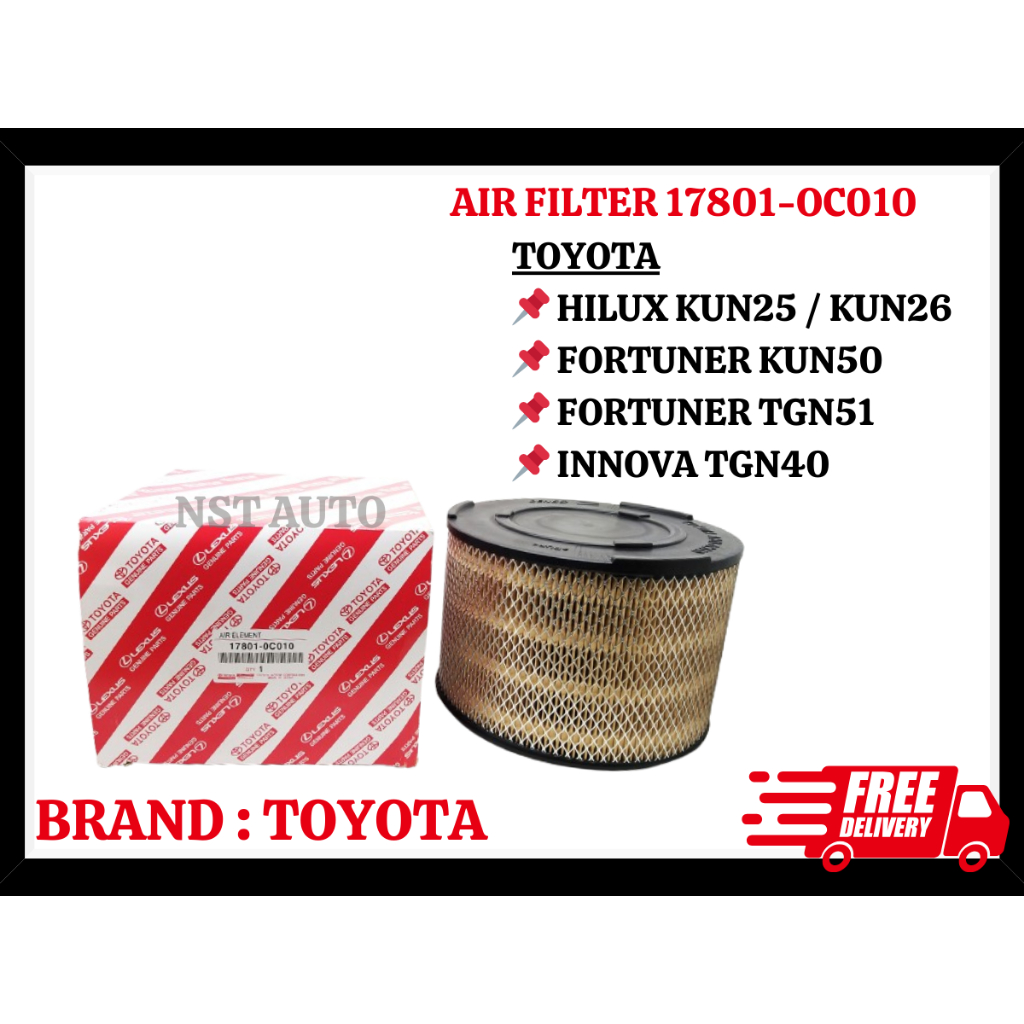 Air Filter (17801-0C010) For Toyota Hilux Vigo / Fortuner / Innova ...