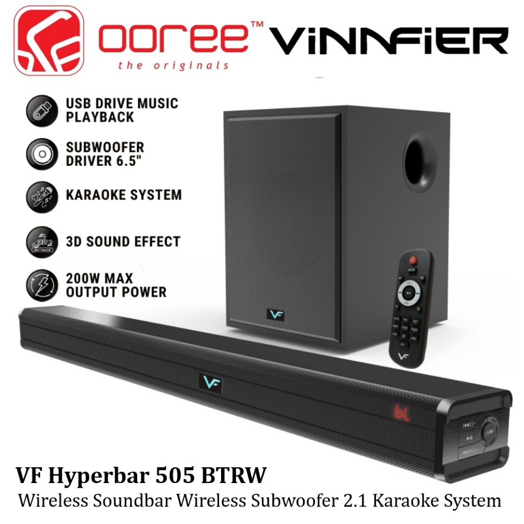 VINNFIER HYPERBAR 505 BTRW WIRELESS SOUNDBAR SPEAKER WITH WIRELESS ...