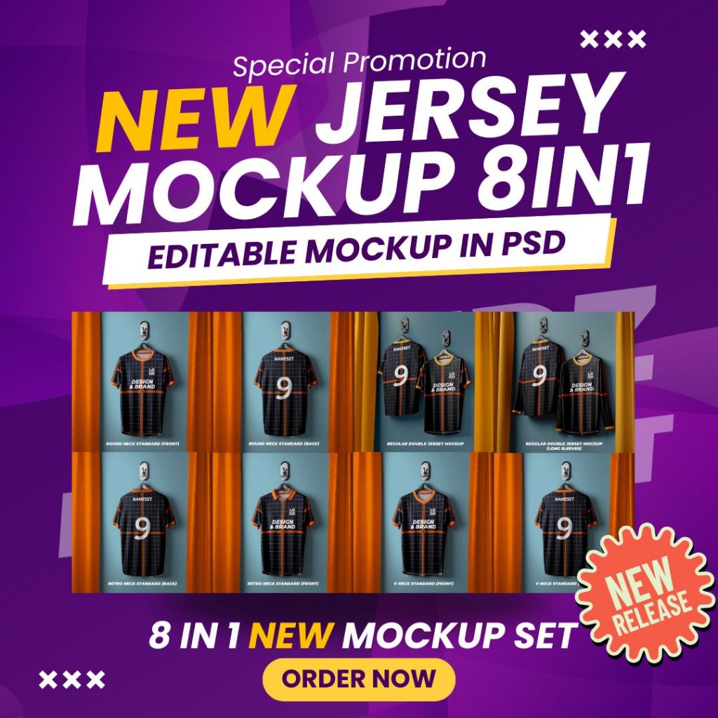 NEW TRENDING MOCKUP 8 in 1 Jersey mockup in PSD files | Tshirt Mockup ...