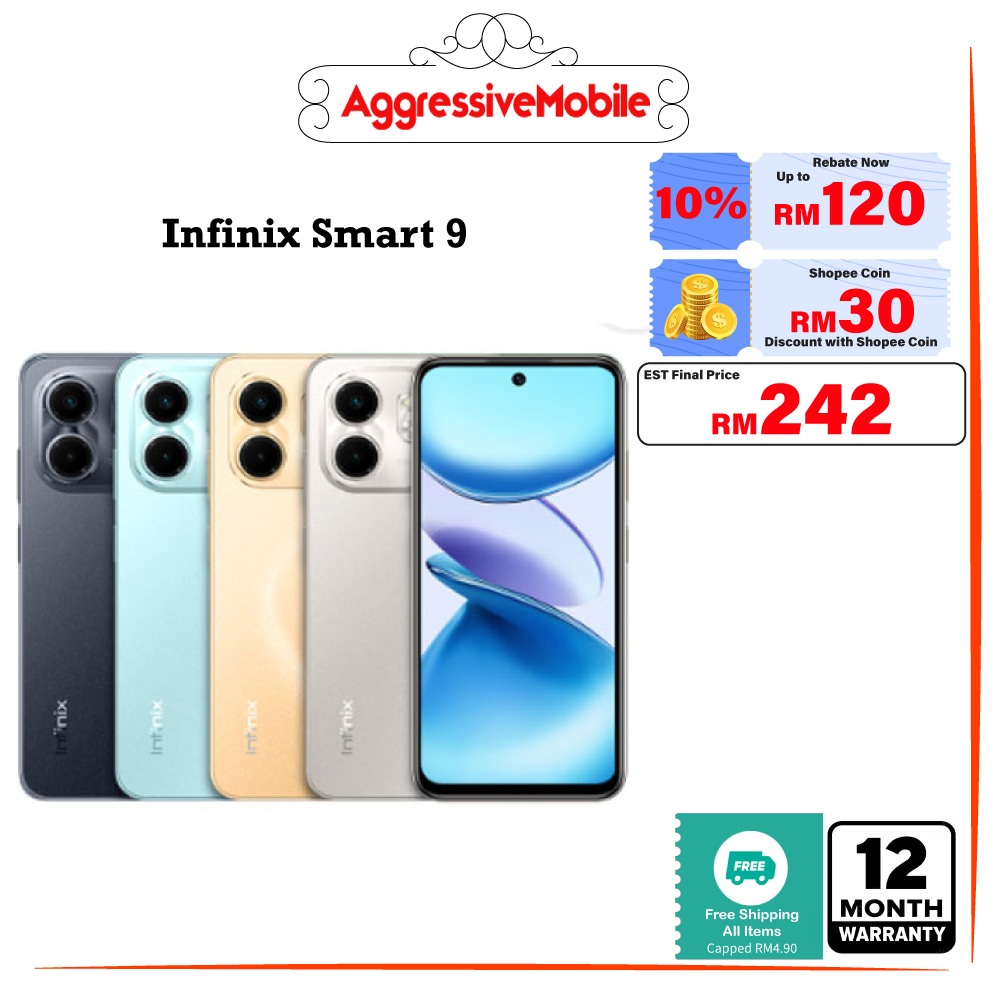 Infinix Smart 9 Telefone Pintar [64GB ROM+3GB+3GB RAM] - Malaysia Set - 1 Tahun Jaminan | Shopee ...