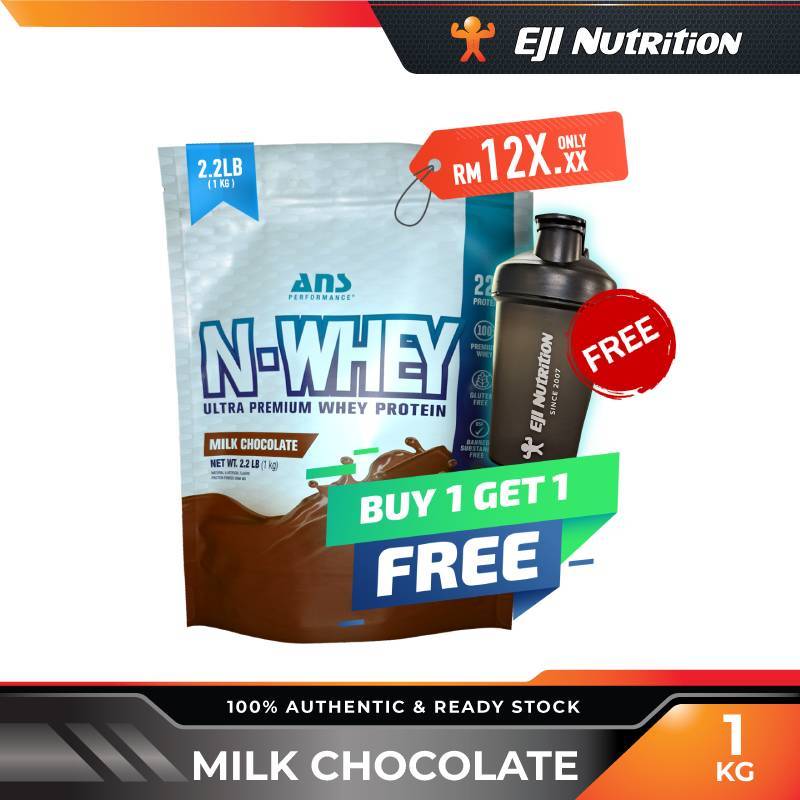 ANS Performance N-Whey Premium Lean Protein, 1kg - Milk Chocolate FREE ...