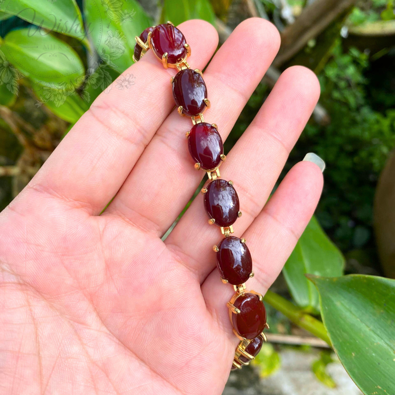 Rantai Tangan Emas Suasa Batu Akik Yaman Bulat Bujur Gold Plated Yemeni ...