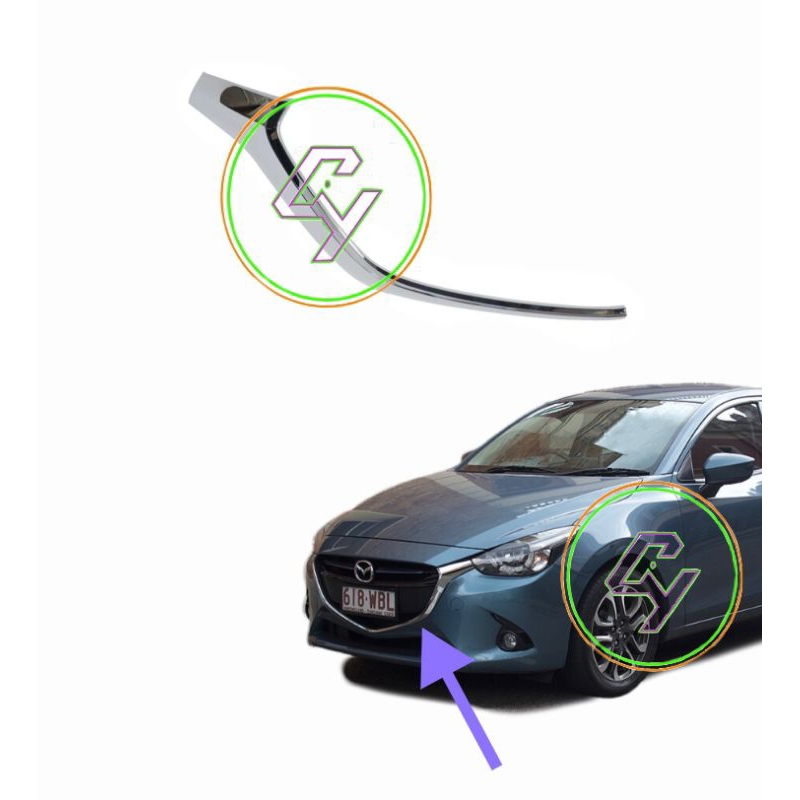 Mazda 2 DJ 2014-2019 Front Bumper Grille Molding Trim Chrome garnish ...