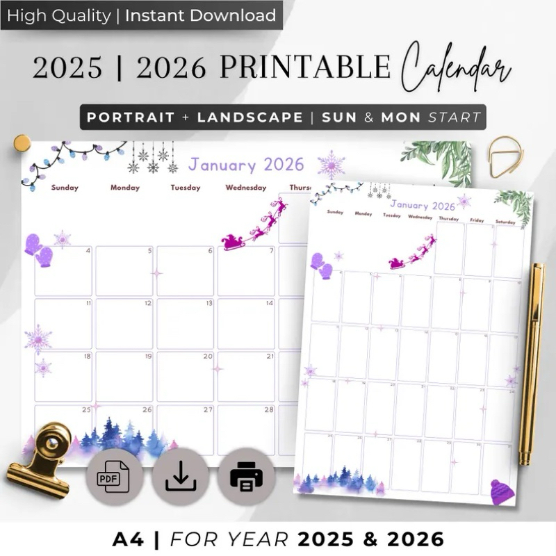 2025 Printable Calendar - Cute Kids Monthly Calendar, Seasonal ...