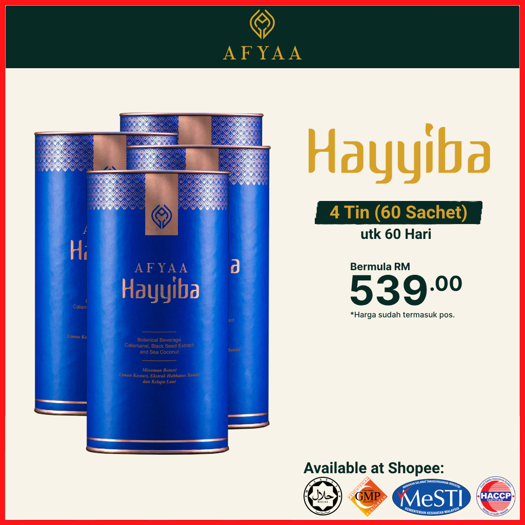 4 Tin Afyaa Hayyiba Original Hq Afiya Affiya Afiaa Afya Hayiba Alifa | Shopee Malaysia
