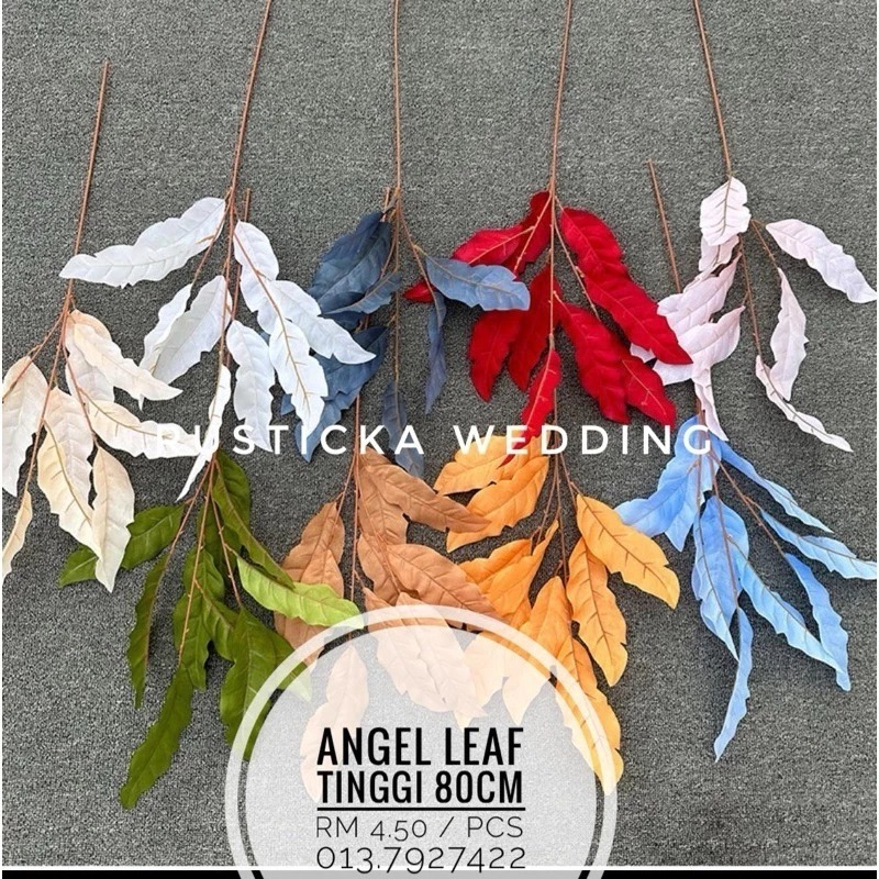9 LEAVES) ANGEL LEAVES Artificial Plant Leaves Green Leaf Daun Hiasan ...