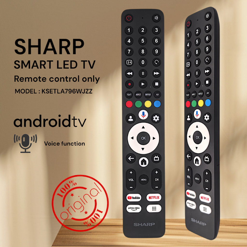 Original Sharp KSETLA796WJZZ Voice Function Android Smart Flat Penal Led TV Remote Control ...