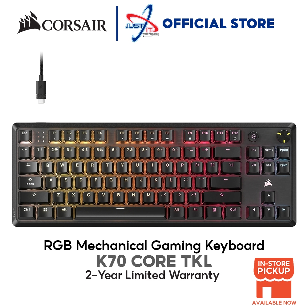 CORSAIR K70 CORE TKL RGB MECHANICAL GAMING KEYBOARD - MLX-RED SWITCH ...