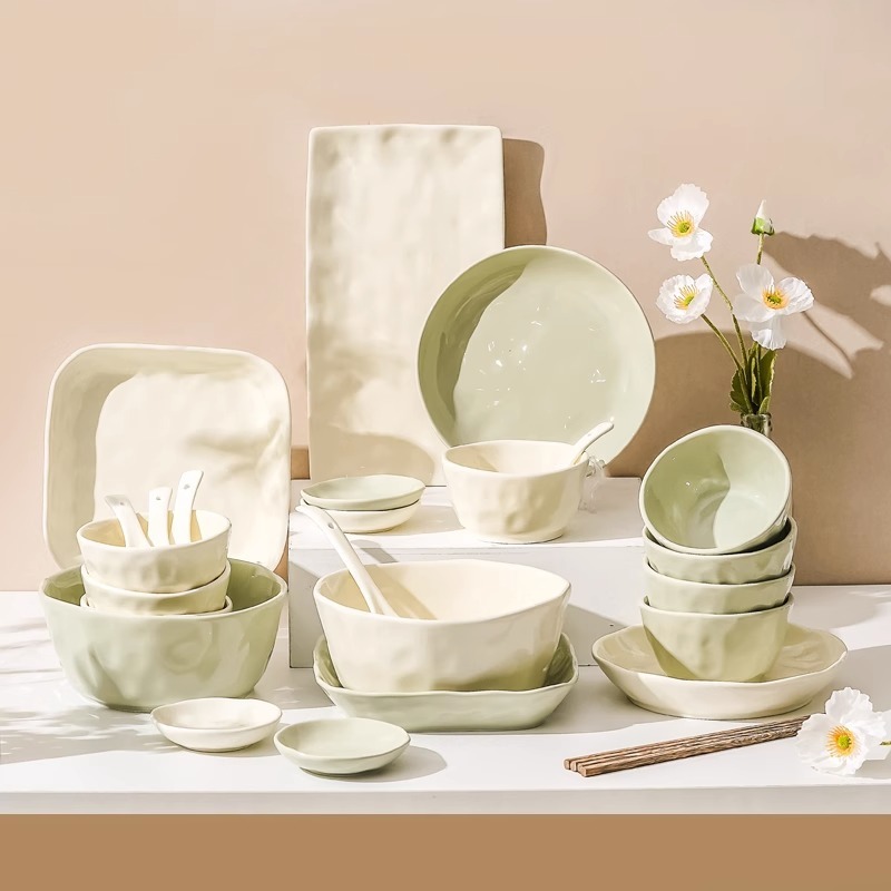BO.EN ** Creamy Nordic Luxury Set Ceramic Tableware Dinnerware Set ...