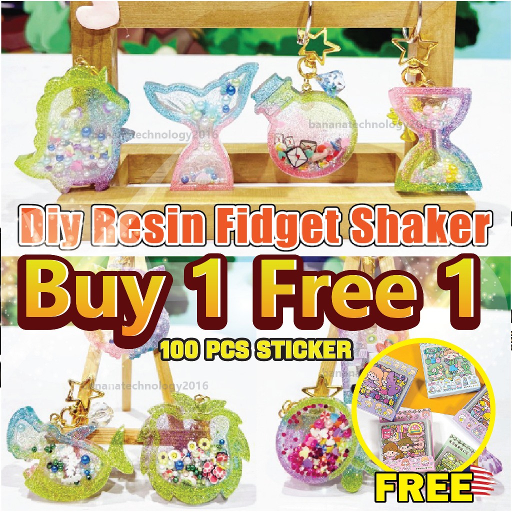 Diy Resin Fidget Shaker Toy Kit Handcrafts Educational Toys Key Chain ...