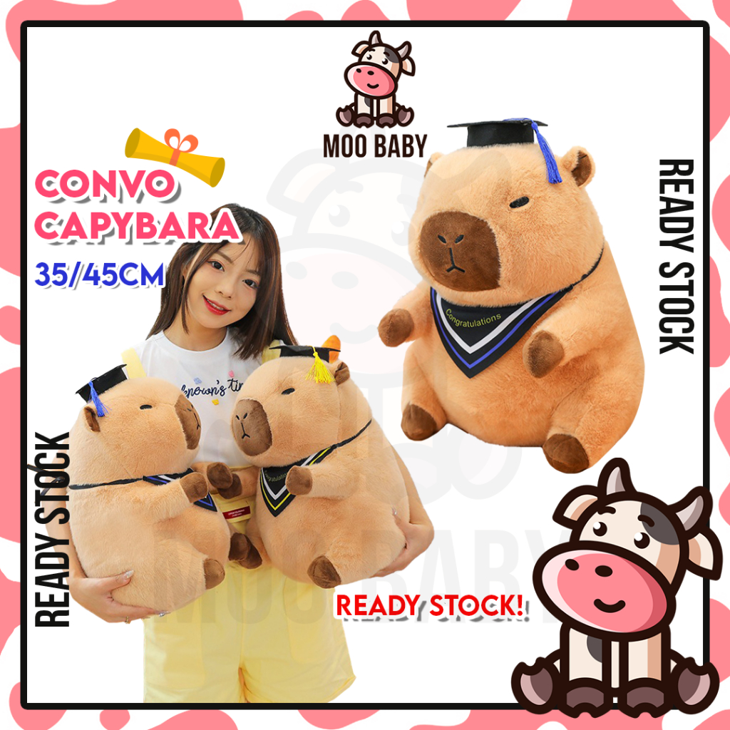 🐮Moo Baby Patung Konvo Capybara 45cm Patung Capybara Graduation ...