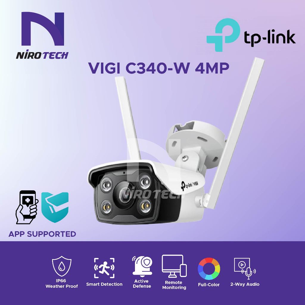 TP-LINK VIGI C340-W 4MP Outdoor Full-Color Wi-Fi Bullet Network Camera ...