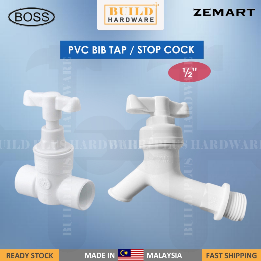 ZEMART/BOSS 1/2 inch PVC Bib Tap Stop Cock Socket Stopcock Garden Water ...