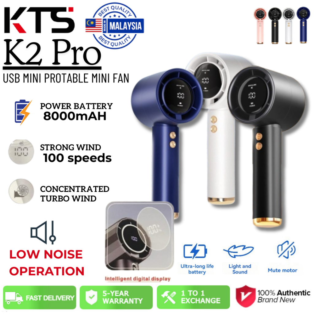 Handheld Fan Kipas Angin The LED Digital Display 100 Gears Ultra Wind ...