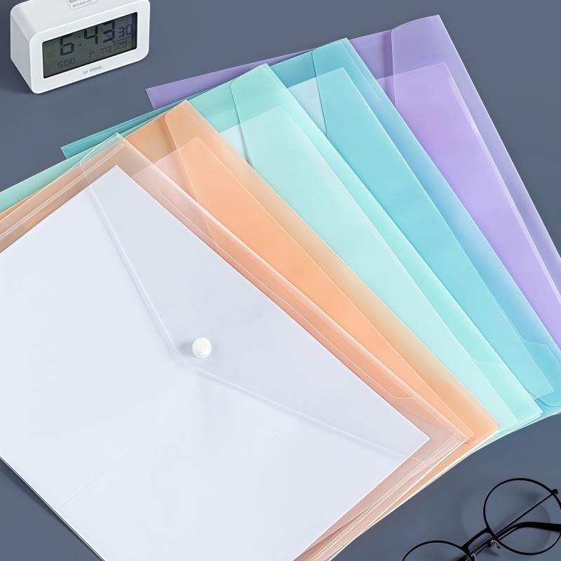 1PC A4 Thickened Transparent Button File Bag A4 Management file Folder ...