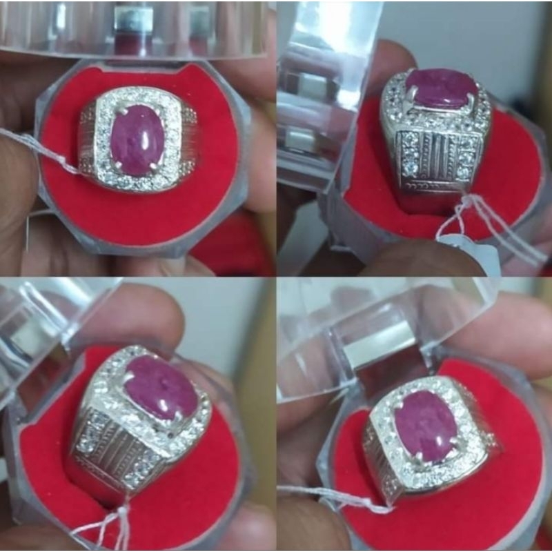 cincin perak batu delima mozambiq asli | Shopee Malaysia