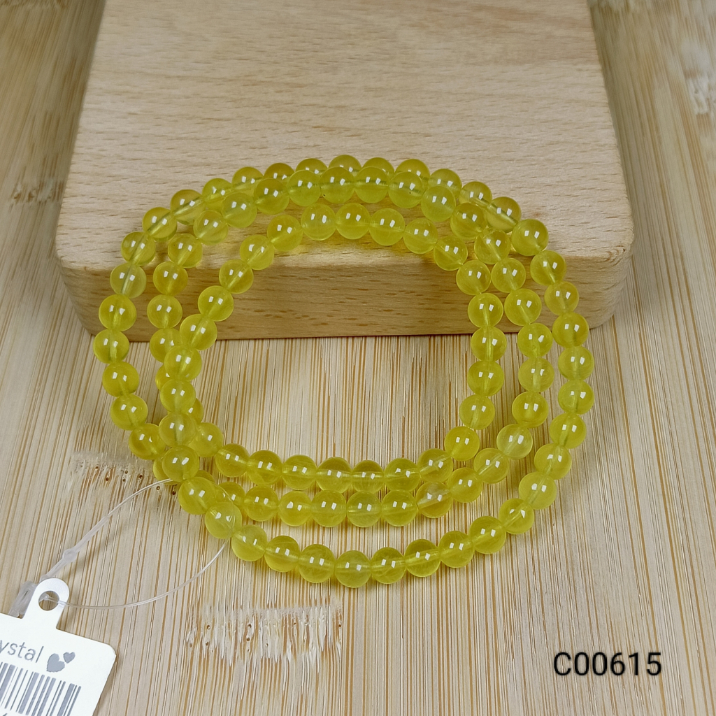 [ C00615 ] Natural Golden Prehnite 3laps 5.8mm 天然 精品 金葡萄石 多圈 手串 ...