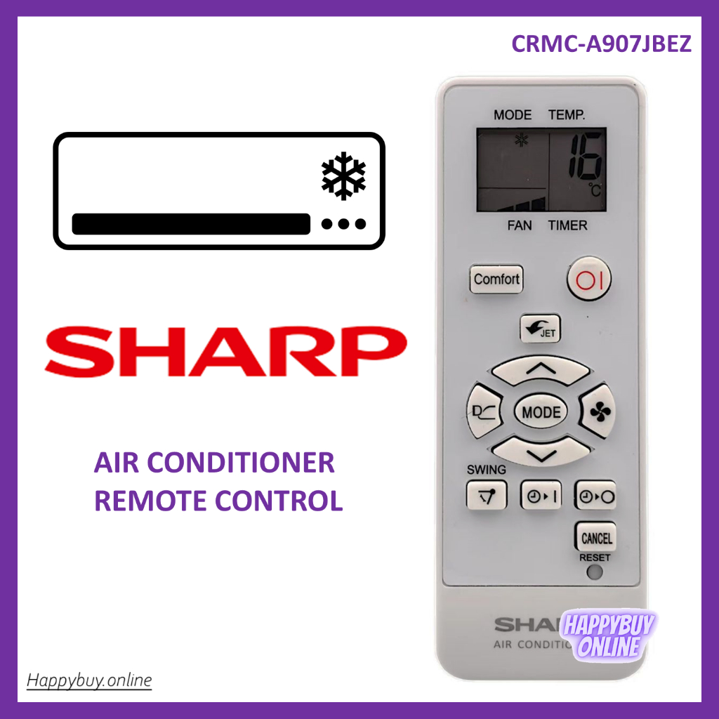 Sharp Air Conditioner Remote Control CRMC-A907JBEZ Replacement Remote Aircond Air Cond Sharp ...