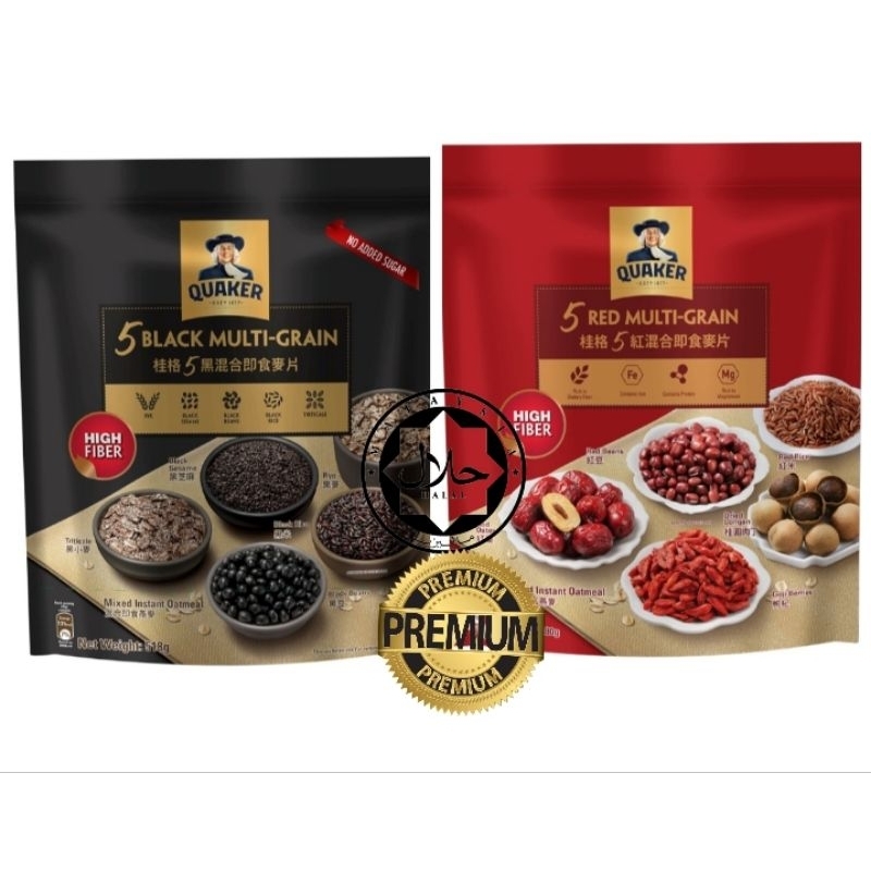 QUAKER Halal Five Red Multigrain Mix Oat 480g | 5 Black Multigrain Mix ...