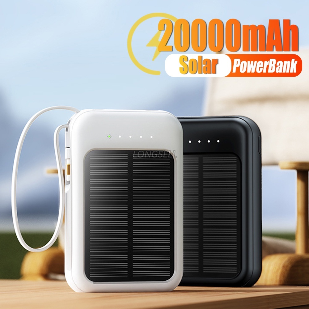 Ready Stock🔥20000mAh Mini Solar Power Bank Fast Charging LED Camping ...