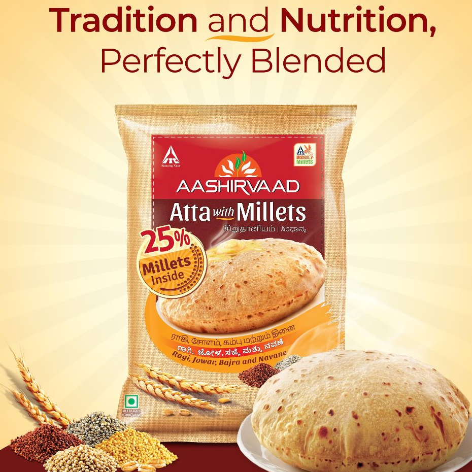 Aashirvaad Atta With Millets, Ragi, Jawar, Bbajra & Navane Flour 2.2 Kg | Shopee Malaysia