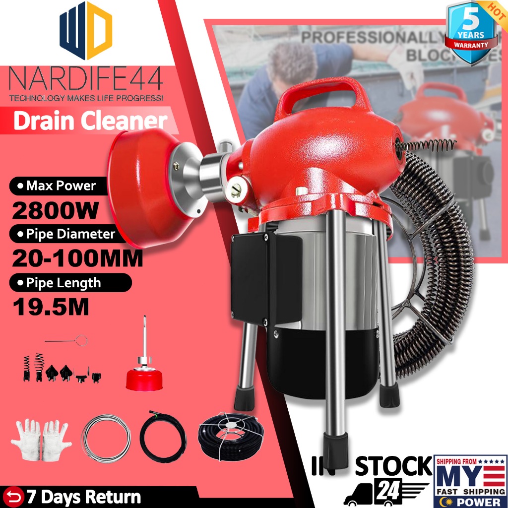 5 year warranty 20-100mm Sewer Dredge 2800W Electric Pipe Cleaner Home ...