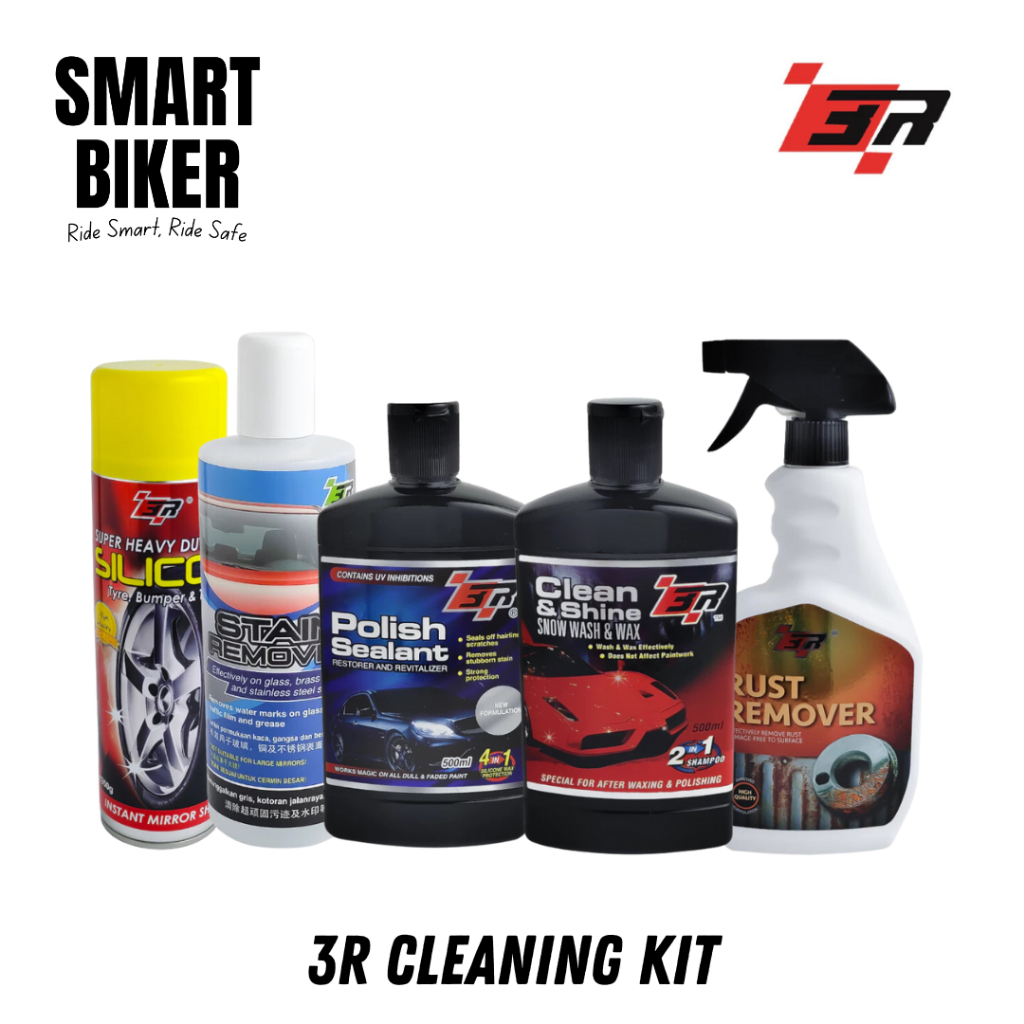 3R Motorcycle Maintenance Kit (Polish Sealant, Clean Shine, Rust ...