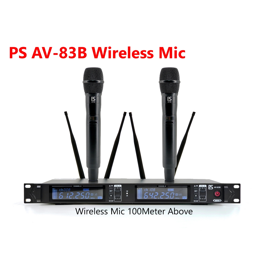 PS PRO SOUND AV-83B PLL Professional UHF Dual-Channel Handheld Wireless ...