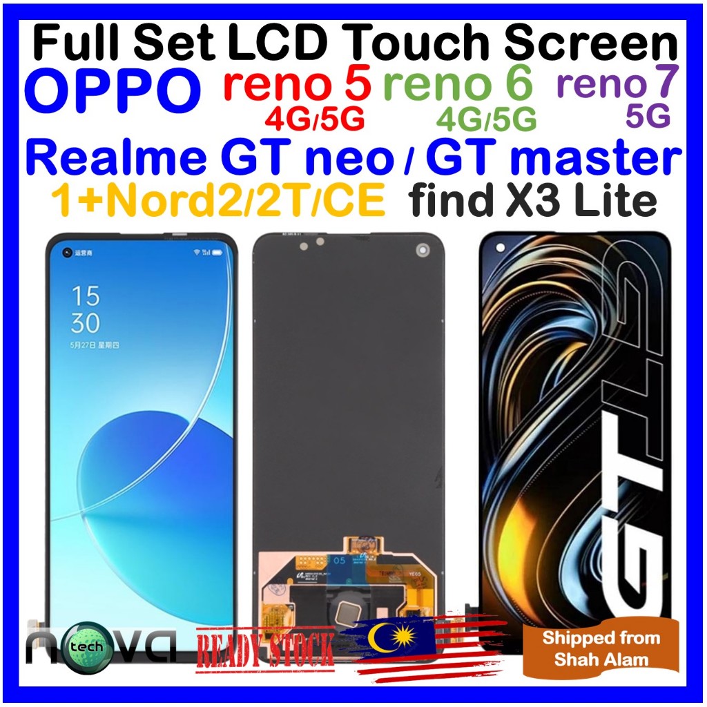 OLED Full Set LCD Touch Screen Fit OPPO Reno 5 / Reno 6 / Reno 7 5G / Realme GT Neo GT Master ...