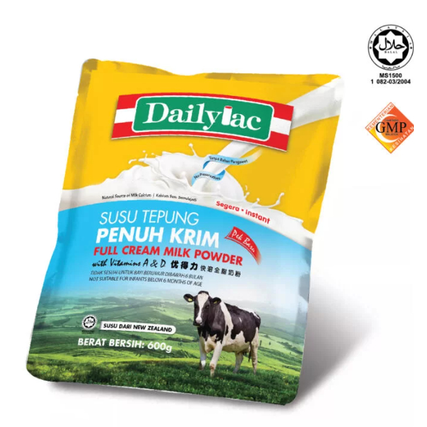 Daily Lac Susu Tepung Penuh Krim/Full Cream Milk Powder 600g | Shopee ...