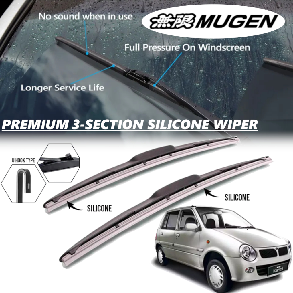 1pair Perodua Kancil Japan Mugen Silicone Wiper Blade Windscreen Rain ...