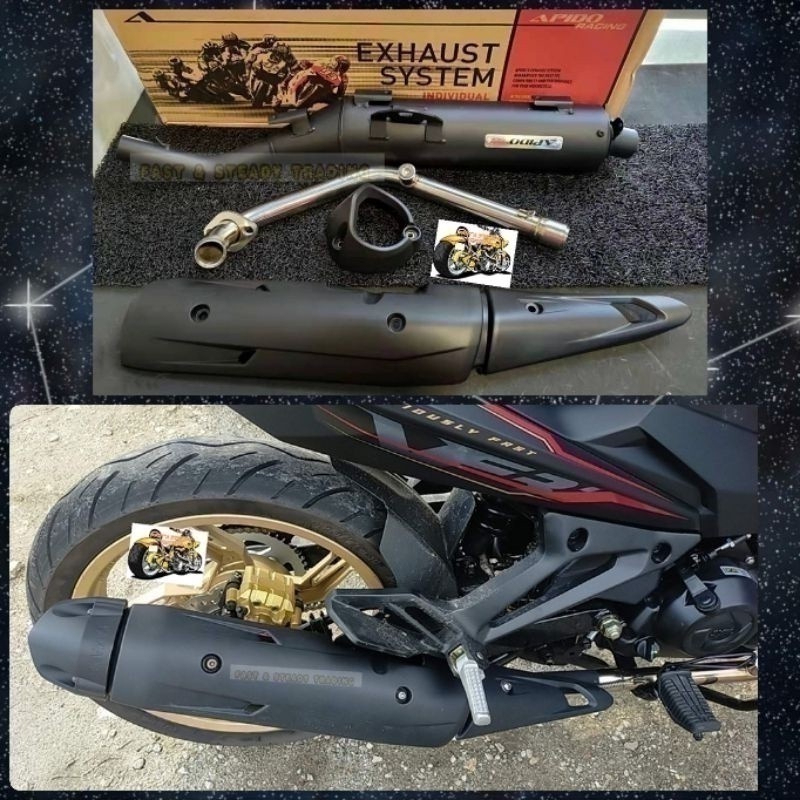 APIDO STD RACING EXHAUST PIPE STANDARD EKZOS MUFFLER STANLESS STEEL SYM ...