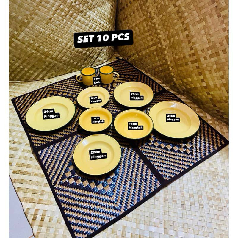 SET ENAMEL @ SET PINGGAN MANGKUK AYAN/KOLE AYAN TEBAL ORIGINAL MADE IN ...