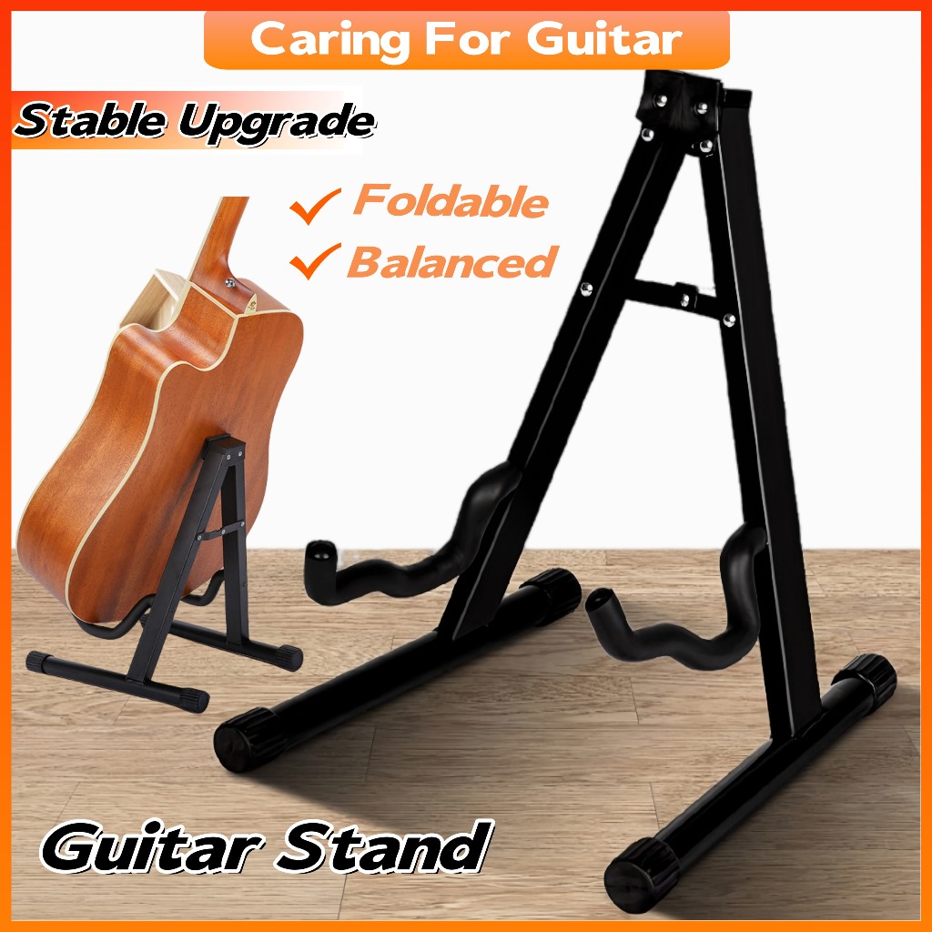 A Frame Portable Guitar Floor Stand Holder Black Steel Triangle ...