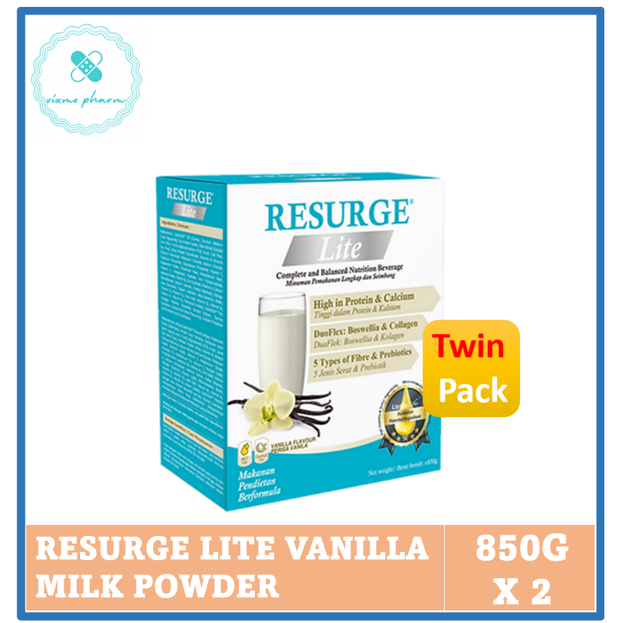 RESURGE LITE VANILLA MILK POWDER (850G X 2) MUSCLE STRENGTH, JOINT HEALTH, GUT HEALTH [READY ...