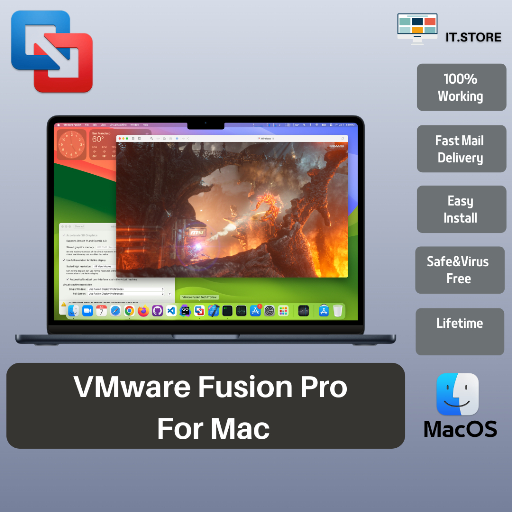 VMware Fusion Pro Lifetime for Intel Mac Or M1/M2/M3/M4 Chip Apple Silicone MacOs/Macbook/Mac ...