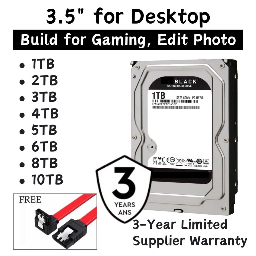 BLACK 3.5-Inch Gaming Hard Drive 1TB 2TB 3TB 4TB 5TB 6TB 8TB 10TB HDD 3 ...